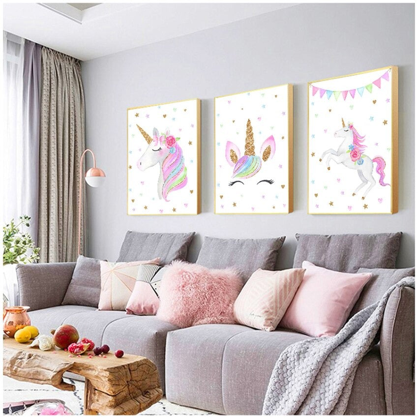 Toile Licorne Chambre Fille Univers Licorne